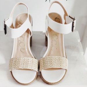 Shoes | Lexxa Natural White Block Heels Sandals | Poshmark